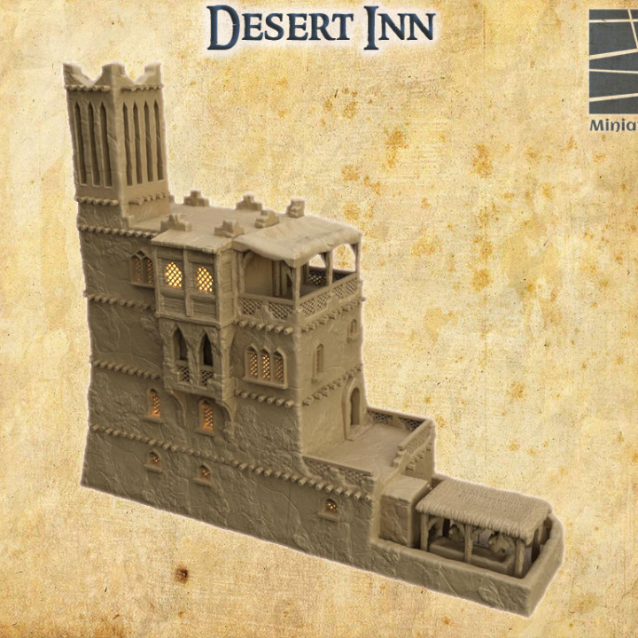 3D Printable Desert Inn - Tabletop Terrain - 28 MM by MiniatureLand