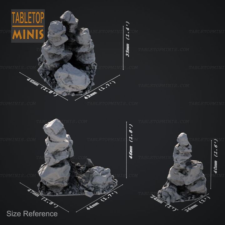 3D Printable Small Stone Pillars Set 1 by TableTopMinis