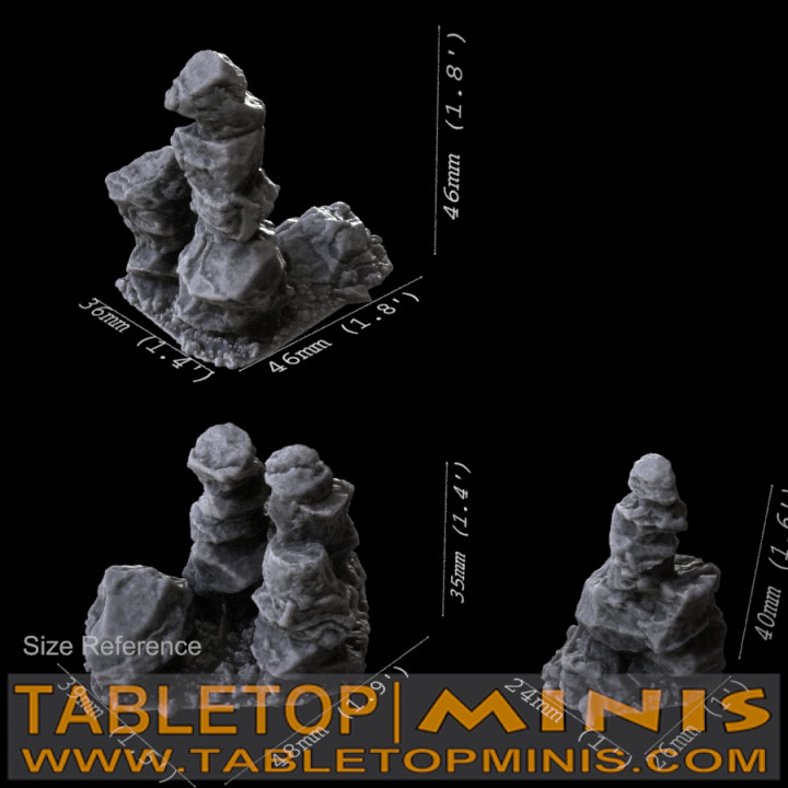 3D Printable Small Stone Pillars Set 1 by TableTopMinis