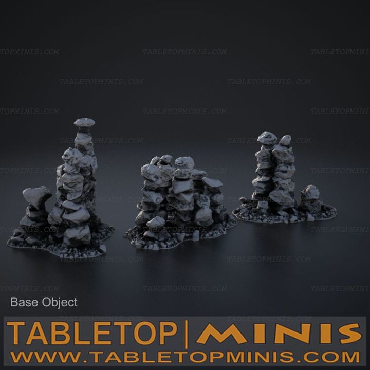 3D Printable Small Stone Pillars Set 2 by TableTopMinis
