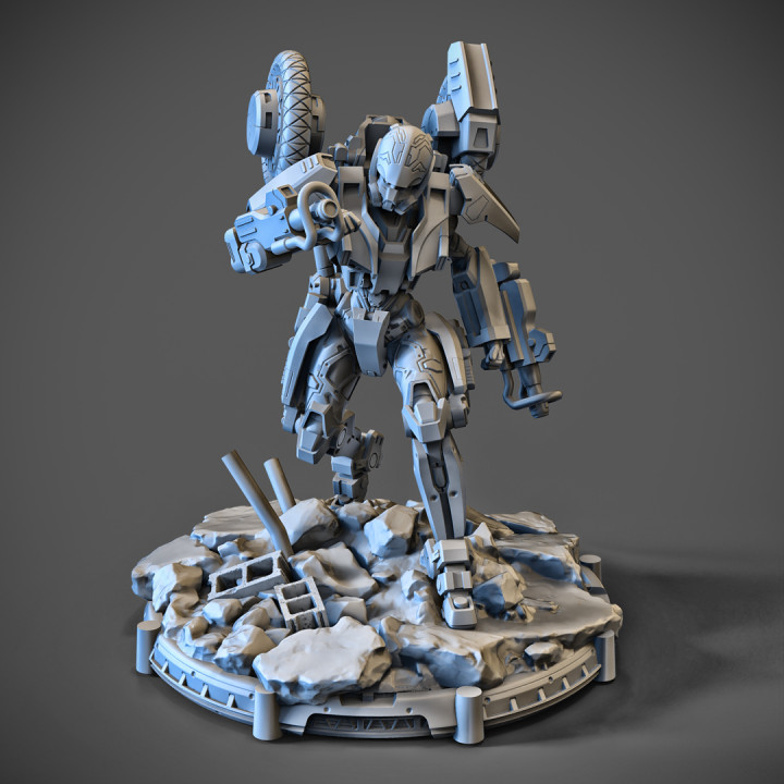 3D Printable Scifi Rider+Bike+Mech 32mm by Extra Guy
