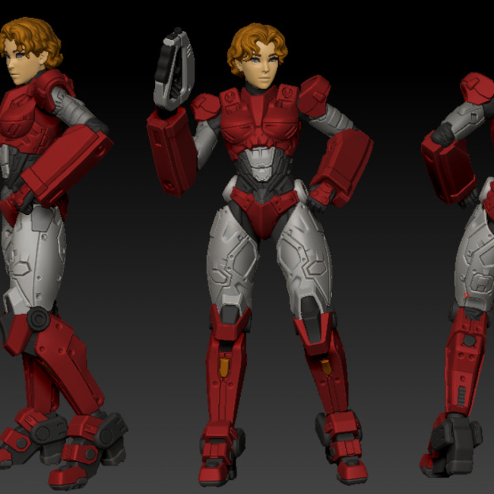 3D Printable Scifi Rider+Bike+Mech 32mm by Extra Guy