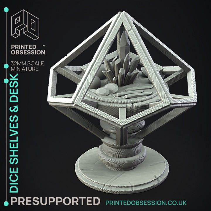3D Printable Dice Shelves & Desk - 7 Enviromental Model - Side Quest ...