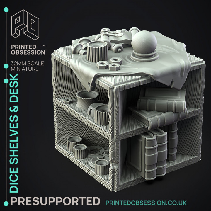 3D Printable Dice Shelves & Desk - 7 Enviromental Model - Side Quest ...