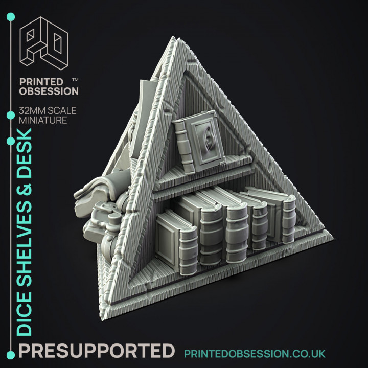 3D Printable Dice Shelves & Desk - 7 Enviromental Model - Side Quest ...