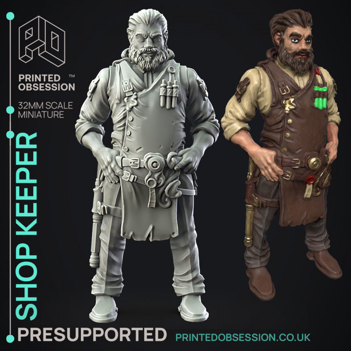 3D Printable Shop Keeper - NPC - PRESUPPORTED - Illustrated and Stats ...