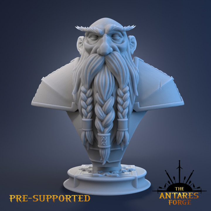3D Printable Dwarf Veteran Bust by The Antares Forge