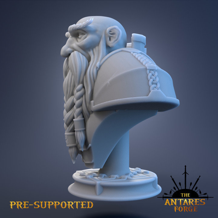 3D Printable Dwarf Veteran Bust by The Antares Forge