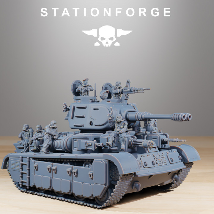 3D Printable GrimGuard Heavy Battle Tank by Station Forge