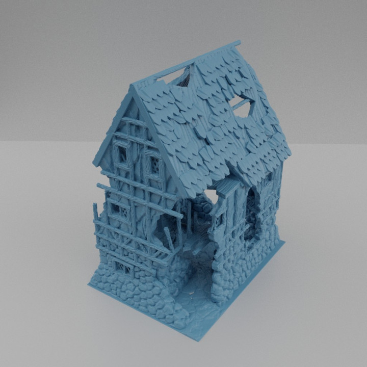 3D Printable Ruined House - Tabletop Terrain - 28 MM by MiniatureLand