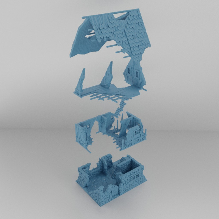 3D Printable Ruined House - Tabletop Terrain - 28 MM by MiniatureLand