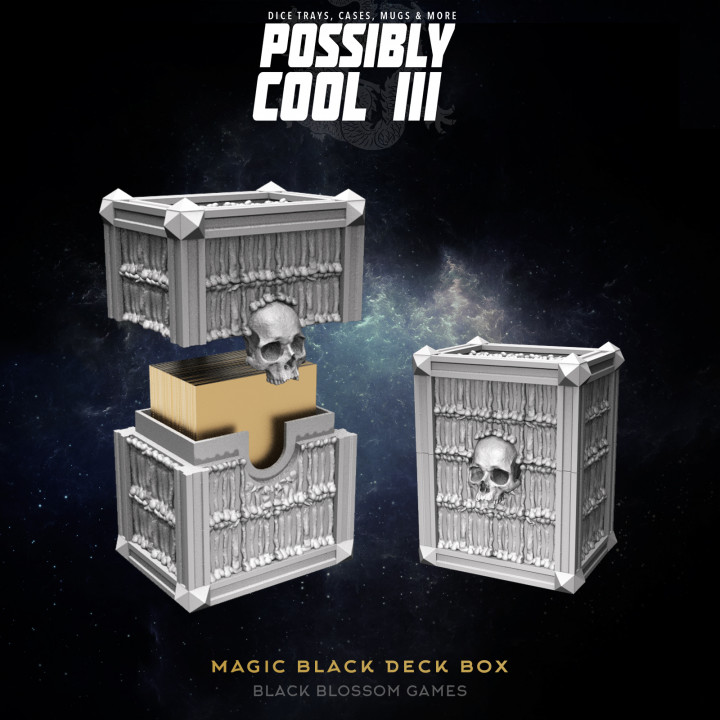 3D Printable T3DB01 Magic Black Deck Box :: Possibly Cool Dice Tower 3 by Black Blossom Games