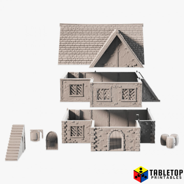 3D Printable Medieval Tavern by WargamesCo
