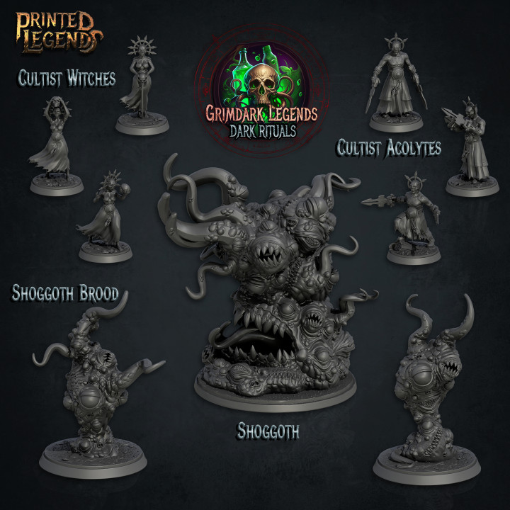 3D Printable Shoggoth Brood x2 (50mm Bases) by Printed Legends