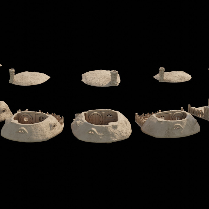 3D Printable Hobbit Burrows - Tabletop Terrain - 28 MM by MiniatureLand