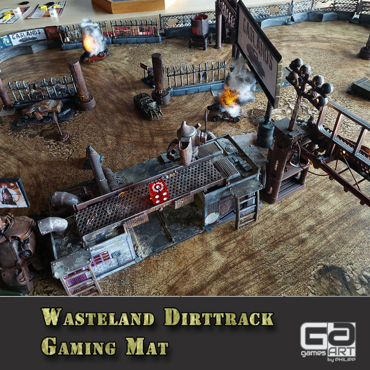 3D Printable Wasteland Dirttrack Gaming Mat by gamesART by Philipp
