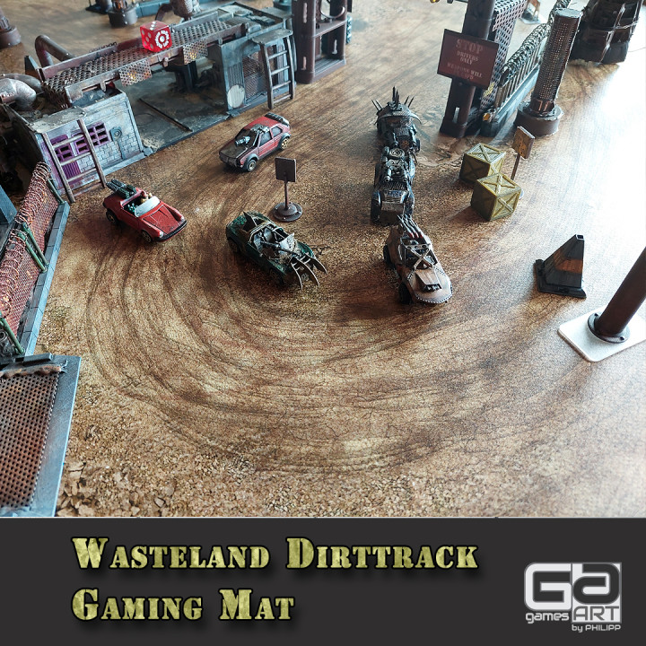 3D Printable Wasteland Dirttrack Gaming Mat by gamesART by Philipp