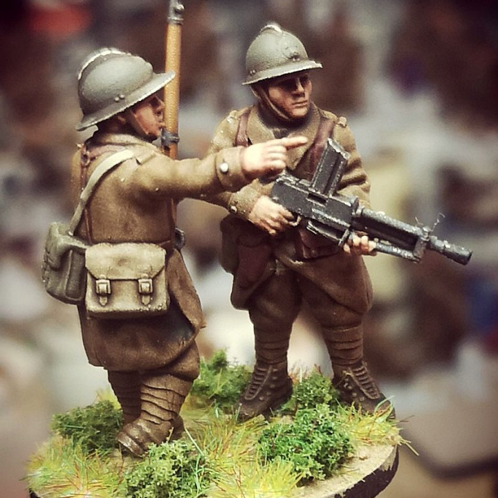 3D Printable WW2 28mm WW2 French 1940 LMG Fire team 2 by Colonel Muller
