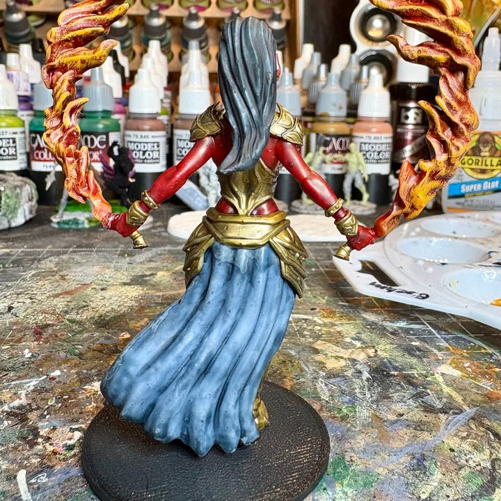 3D Print of Efreeti Female & Male Team Flame Sword / Fire Elemental Djinn / Inferno Genie ...