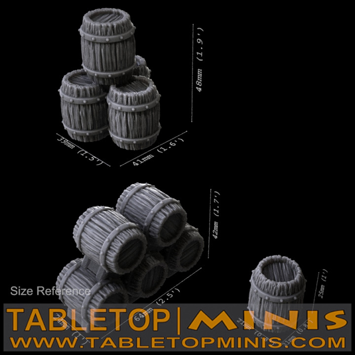 3D Printable Wooden Barrels Bundle by TableTopMinis