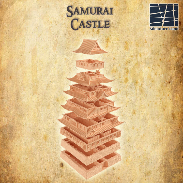 3D Printable Samurai Castle - Tabletop Terrain - 28 MM by MiniatureLand