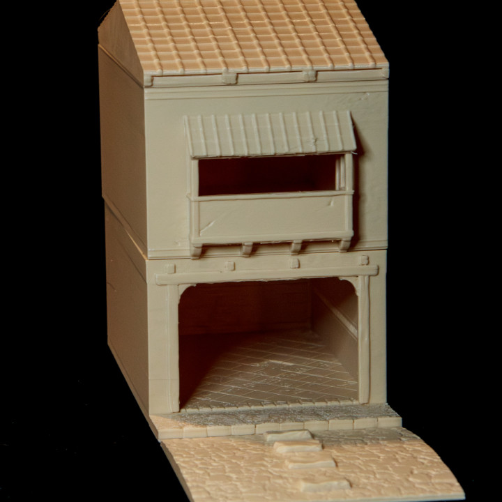 3D Printable Roman Shop and balcony city building set by Gadgetworks