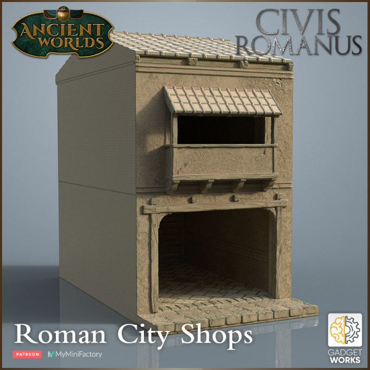 3D Printable Roman Shop and balcony city building set by Gadgetworks