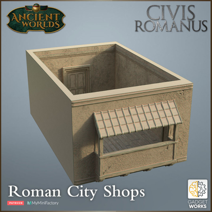 3D Printable Roman Shop and balcony city building set by Gadgetworks