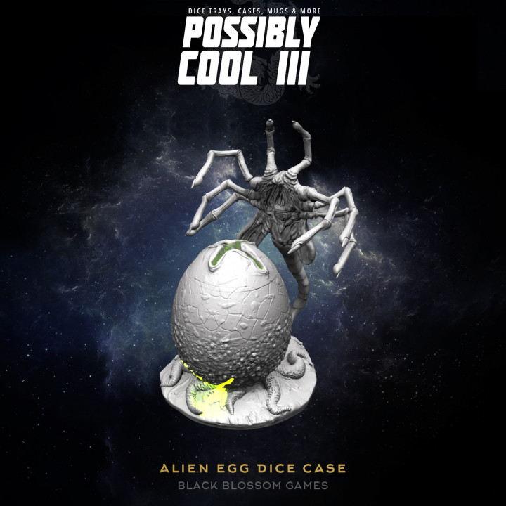 3D Printable T3DC04 Alien Egg Dice Case Box :: Possibly Cool Dice Tower ...