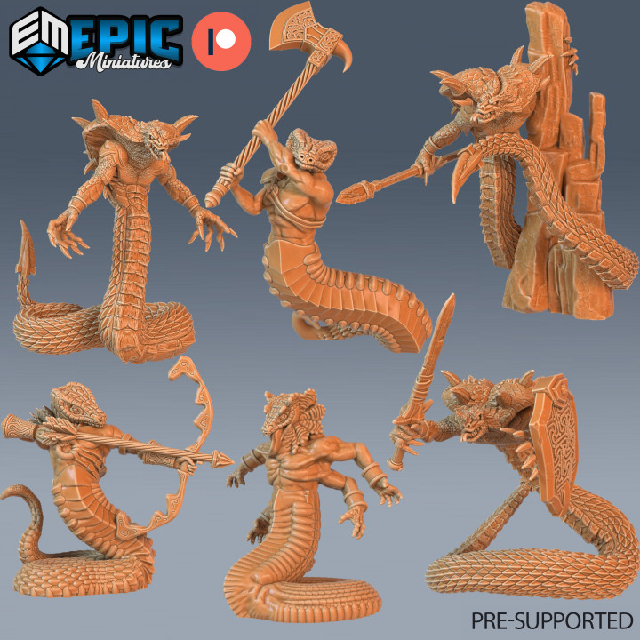 3D Printable Serpentfolk Cobra Set / Serpent Folk Warrior / Snake ...