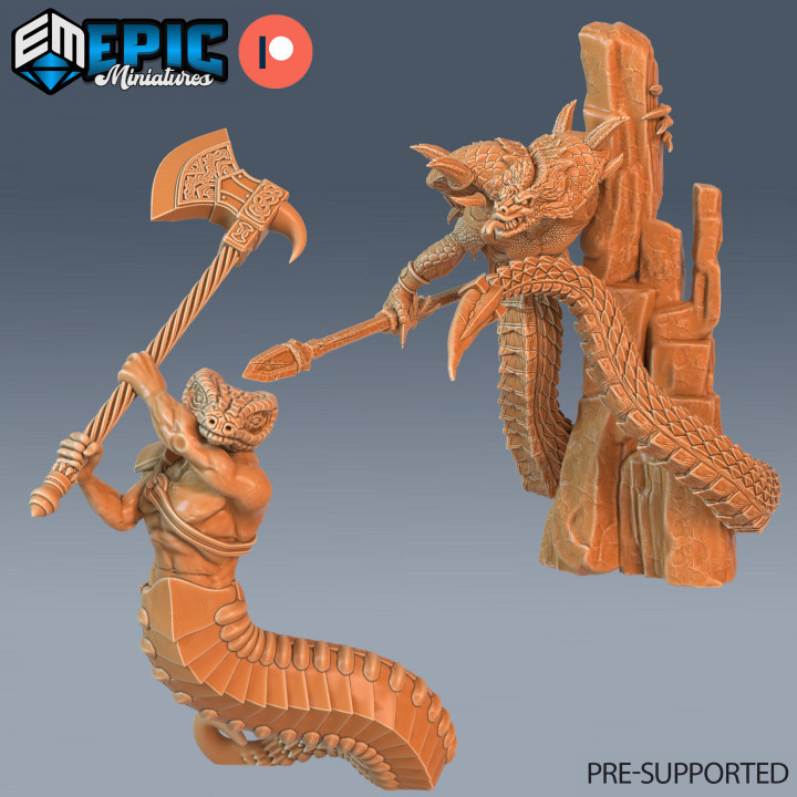 3D Printable Serpentfolk Cobra Set / Serpent Folk Warrior / Snake ...