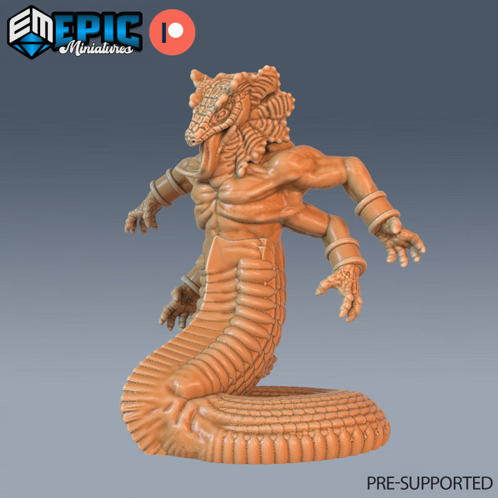3D Printable Serpentfolk Cobra Team Summoner / Serpent Folk Warrior ...