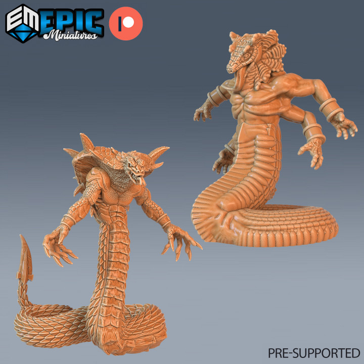 3D Printable Serpentfolk Cobra Team Summoner / Serpent Folk Warrior ...