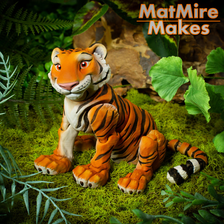 3D Printable Tiger Articulated Figure, Print-In-Place Body, Cute Flexi ...