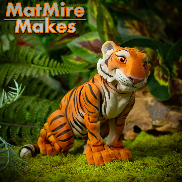 3D Printable Tiger Articulated Figure, Print-In-Place Body, Cute Flexi ...