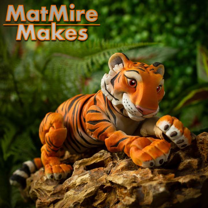 3D Printable Tiger Articulated Figure, Print-In-Place Body, Cute Flexi ...