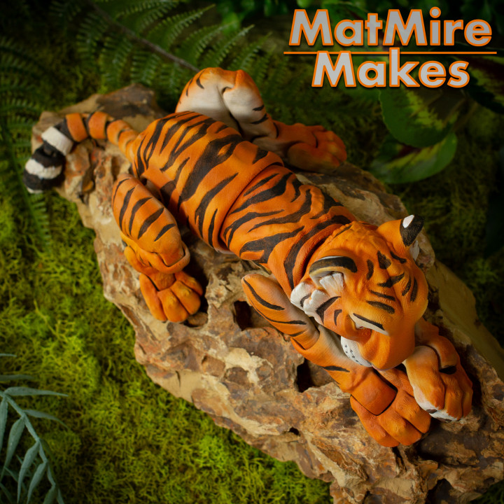 3D Printable Tiger Articulated Figure, Print-In-Place Body, Cute Flexi ...