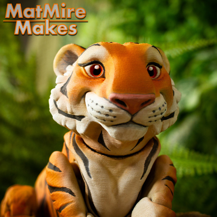 3D Printable Tiger Articulated Figure, Print-In-Place Body, Cute Flexi ...