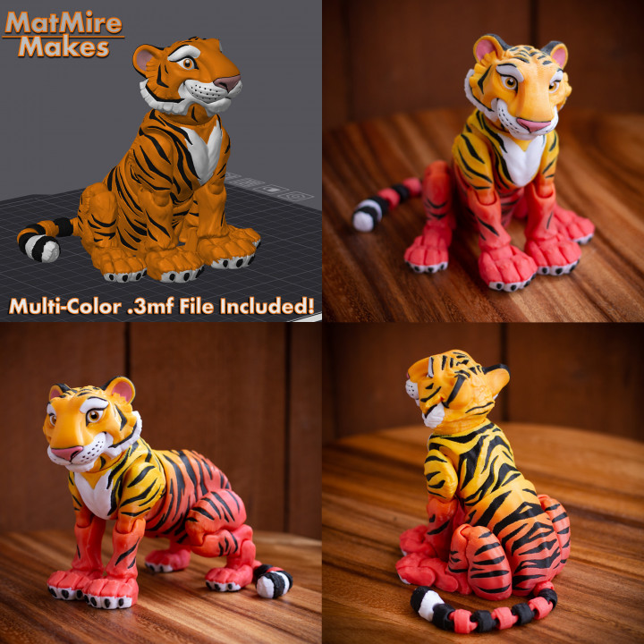 3D Printable Tiger Articulated Figure, Print-In-Place Body, Cute Flexi ...