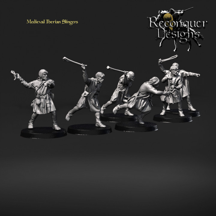 3D Printable Iberian Medieval Slingers 28mm by Reconquer Designs