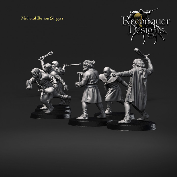 3D Printable Iberian Medieval Slingers 28mm by Reconquer Designs