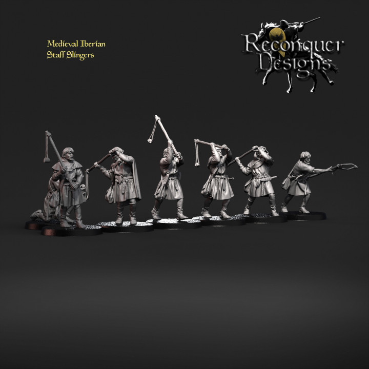 3D Printable Iberian Medieval Slingers 28mm by Reconquer Designs