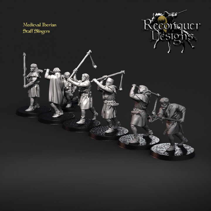 3D Printable Iberian Medieval Slingers 28mm by Reconquer Designs