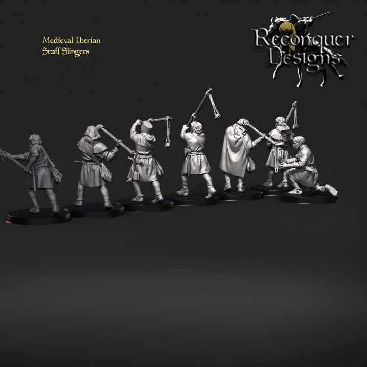 3D Printable Iberian Medieval Slingers 28mm by Reconquer Designs