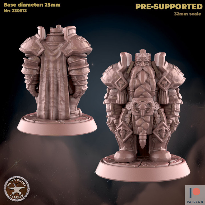 3D Printable Dwarf Leader Statue in Stone by My3DPrintForge