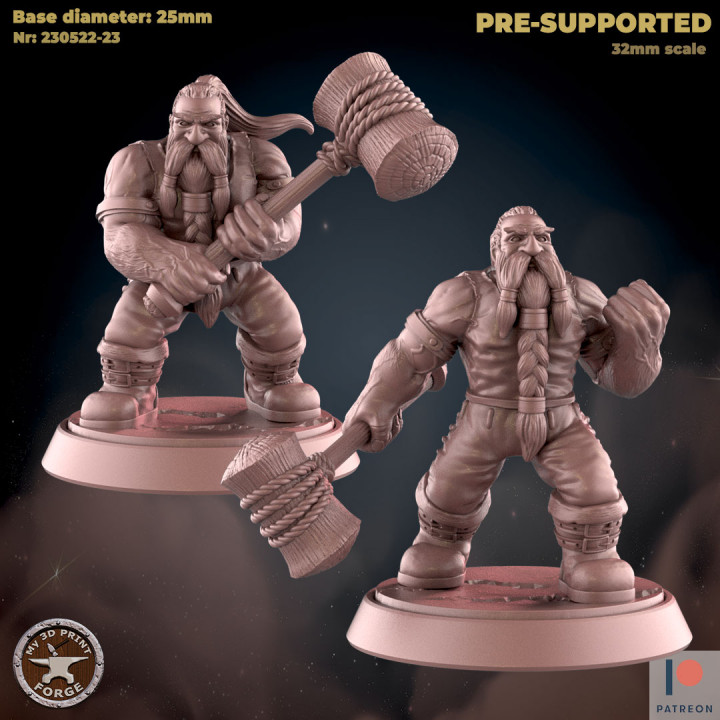 3D Printable Dwarf Low level Paladin Two models by My3DPrintForge