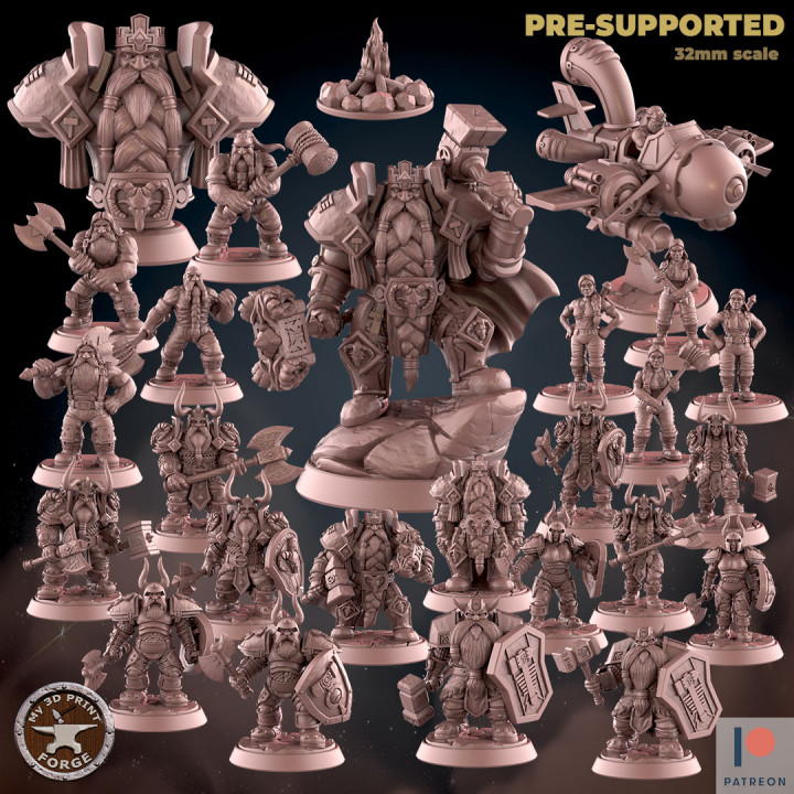 3D Printable Dwarfs v2 BUNDLE (26 Unique pre-supported STLs) by ...