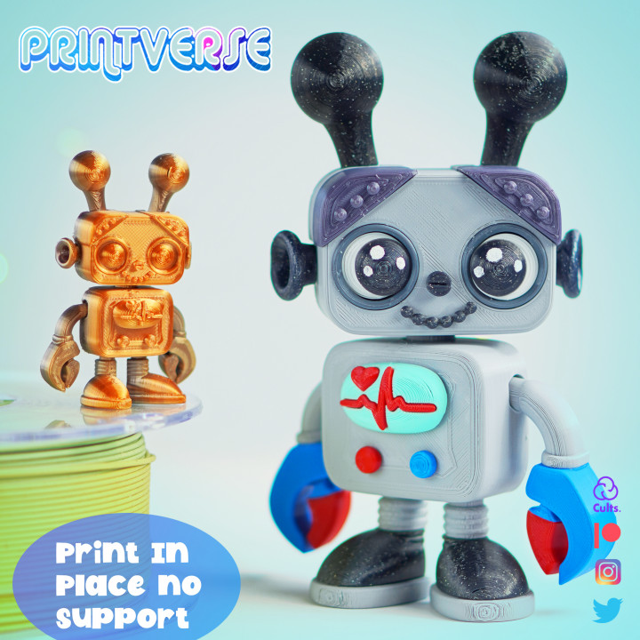3D Printable Flexy Print In Place Cute Baby Bot by Printverse