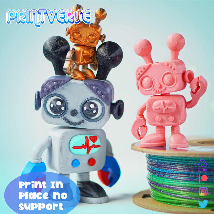 3D Printable Flexy Print In Place Cute Baby Bot by Printverse