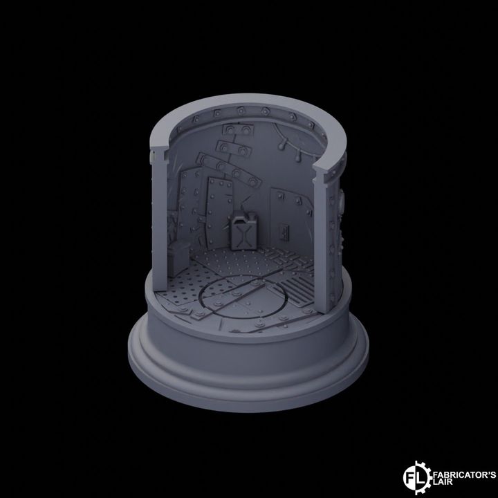 3D Printable Sci-Fi Scenic Base with curved walls by Fabricator's Lair